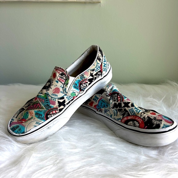 Vans | Shoes | Vans Sticker Mash Up All Over Print Classic Slip On ...